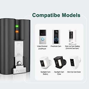 CYZYYLS 1 Pack 6500mAh Replacement Battery Compatible with Ring-Doorbell Camera 2/3/3plus/4,Stick Up Cam Battery and Spotlight Camera Battery (1 Pack Battery(Black))