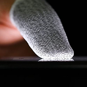 UKCOCO Gaming Finger Sleeves for Mobile Game- White Yellow Silver Fiber Game Sweat- Proof Finger Cot Mobile Controller Breathable Touchscreen, 6pcs