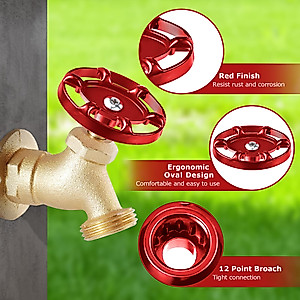 Dreyoo 2 Pack Outdoor Faucet Handles, Oval Spigot Handles Compatible with Arrowhead PK1290, 12 Point Faucet Knob for Outside Hose Bibb, Garden Valves and Frost Proof Wall Hydrants (Red)