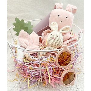 Ali+Oli Crinkle Bunny Ears Wooden Teethers for Babies (Pink) Bunny Ear Teething Ring, Wooden Toys for Babies, Gender Neutral Baby Gift, Teething Toys for Babies, Newborn Animal Teether Toys