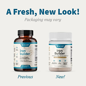 Natural Blood Builder Iron Supplements, 21mg Iron Pills to Increase Energy, Metabolism & Digestion, Absorbs Quickly Vitamins Organic Nutrients (60 Capsules)