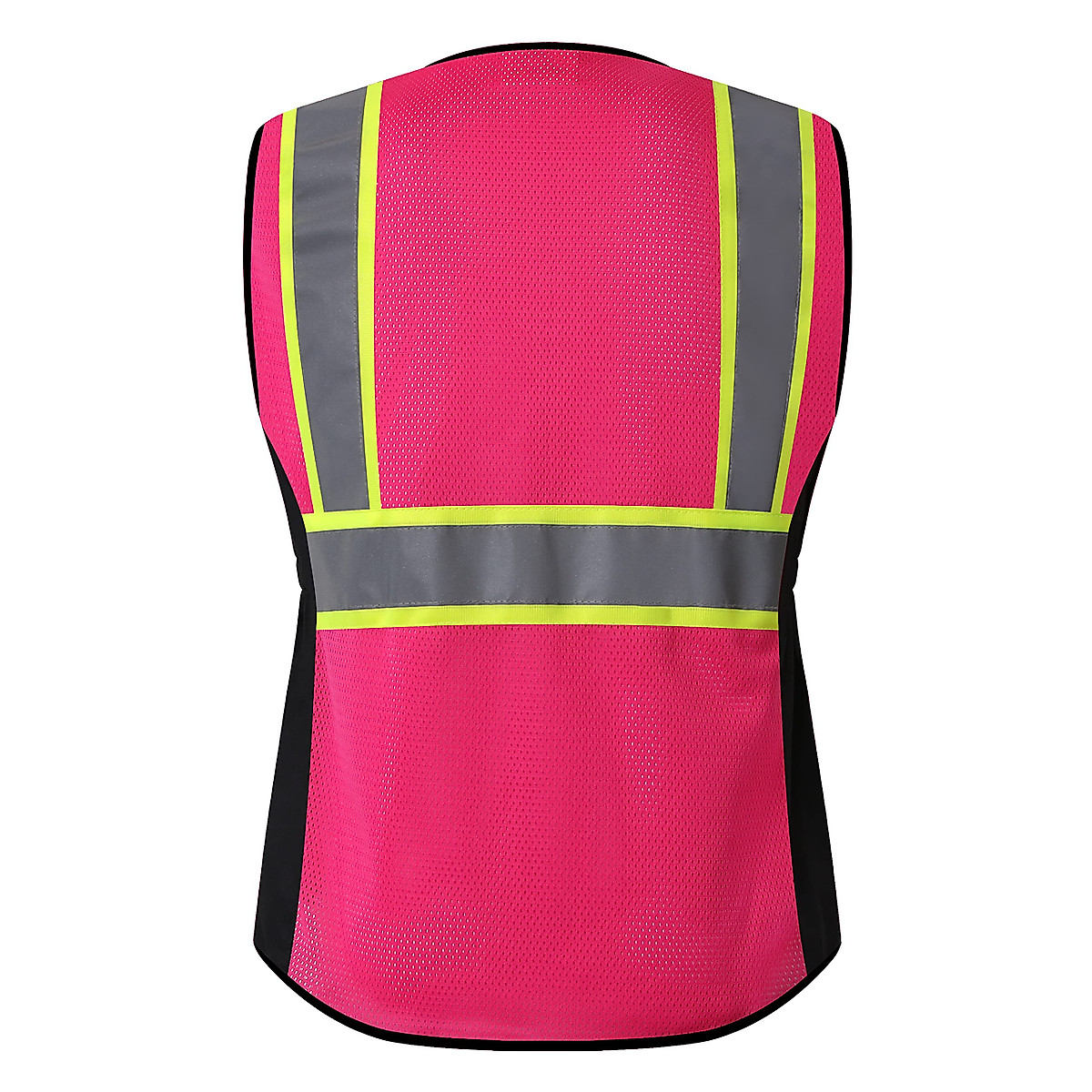 HoliSecure Safety Vest for women, Hi vis Reflective Lady Work vest With 9 Multi Pocket And Zipper(Pink Medium)