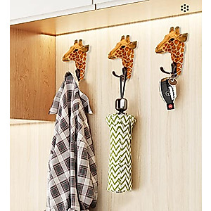 WINGFISH Wood Coat Hooks Wall Mounted Single Decorative Giraffe Wall Hook Wall Hanger for Hanging Keys Towel Jackets Clothes Bag Hat…