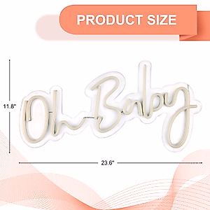 Oh Baby Neon Sign for Wall Decor,23.6x11.8 inch Dimmable Switch Warm White Art Signs Led Neon Light for Baby Shower Decorations, Engagement Party, Birthday Party, Bar, Wedding House, Kid's Room