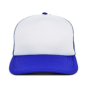Lids Blank Basic Foam Trucker Adjustable Snapback Hat White/Royal Blue