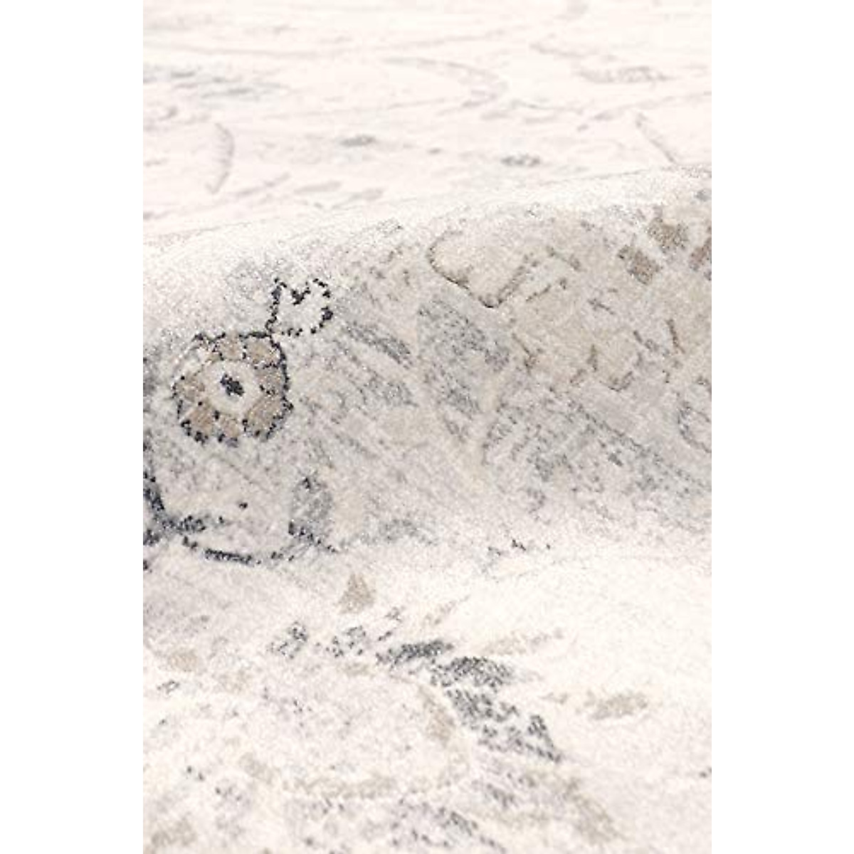 Pasargad Home Fantasia Oriental Area Rug - Luxury Power Loom, Living Room, Bedroom Accent Rugs-12' 0" X 15' 0", Ivory/Silver