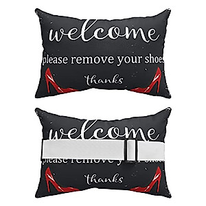 SEVENBABU Throw Pillows with Strap, Neck & Lumbar Support Pillow Oudoor Patio Pillows, Welcome Red High Heels Pillow for Recliner, Beach Chair, Office Chair, Sofa, Armchair