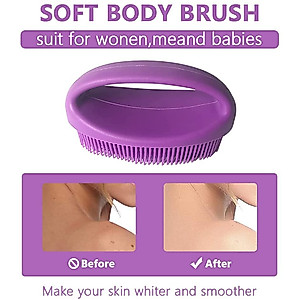 Silicone Body Scrubber, Soft Silicone Body Shower Loofah for Body Exfoliation and Massage. Body Scrubbers for Use in Shower Suitable for All Skin. (Purple)
