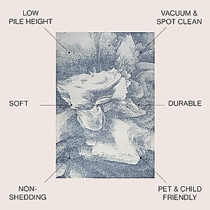 JONATHAN Y CTP200B-3 Petalo Abstract Two-Tone Modern Indoor Area-Rug, Contemporary Country Casual Easy-Cleaning,Bedroom,Kitchen,Living Room,Non Shedding 3 X 5, Blue/Cream