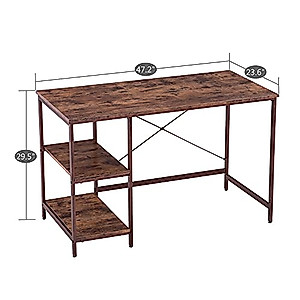 MJWDP (120 x 60 x 75cm) Industrial Style Three Layers Computer Desk Study Desk Office Table Laptop Table Table Black Walnut Color
