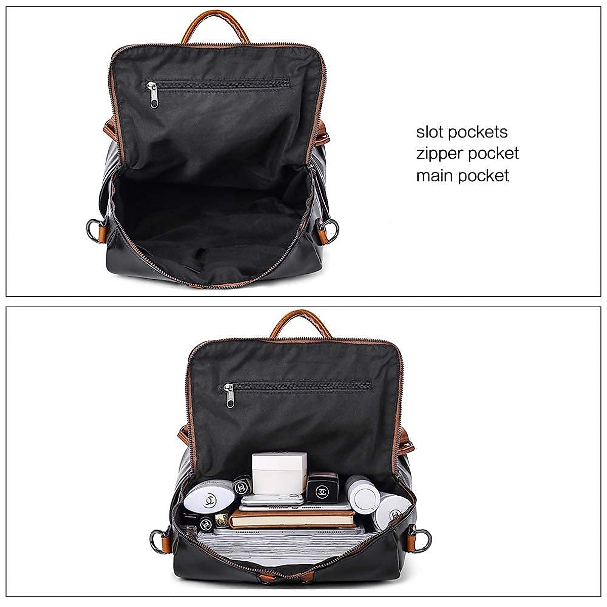 CLUCI Backpack Purse for Women Bundles with Small Crossbody Bag Leather Cellphone Shoulder