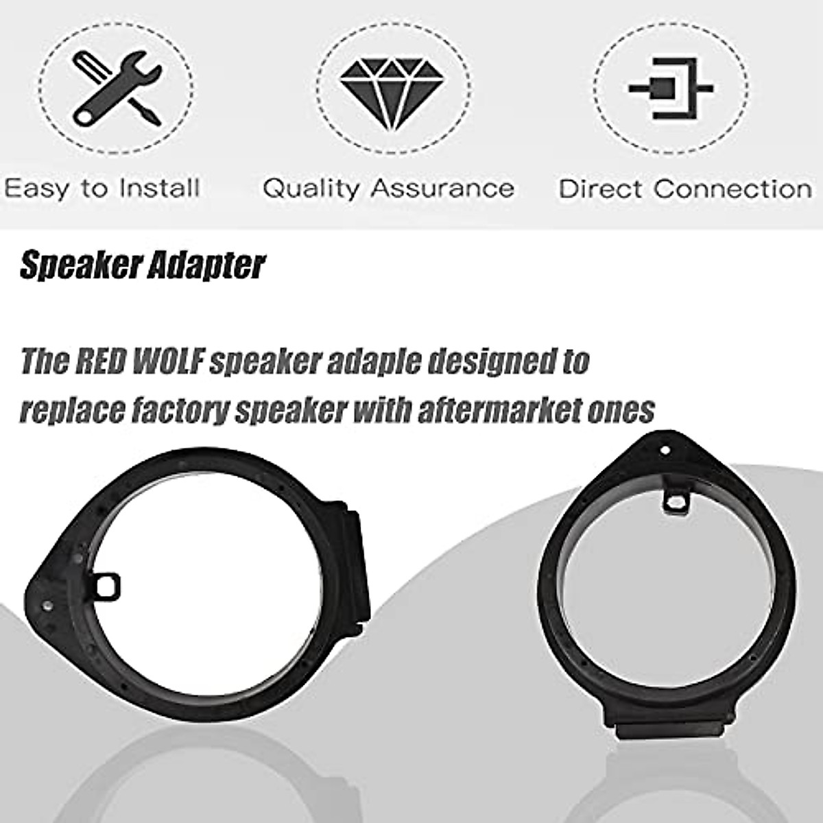 RED WOLF Front/Rear Door 6.5" Inch Aftermarket Speaker Update Install Speaker Adapter Bracket Spacers for Chevrolet 2006-2021, GMC 2006-2020, Some Cadillac, Buick, Pontiac