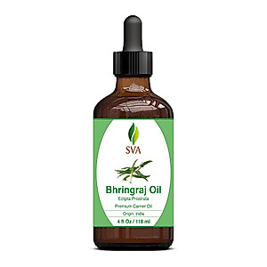 SVA Bhringraj Premium Carrier Oil 4oz (118ml) With Dropper for Hair Oiling, Scalp Massage & Skin Care