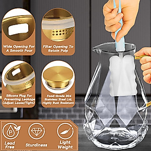 Yirilan Glass Pitcher, 3 Liter Water Pitcher With Lid, Iced Tea Pitcher for Fridge, Glass Water Carafe With Lid, Glass Water Jug, Large Drink Pitcher For Juice, Milk, Cold Or Hot Beverages