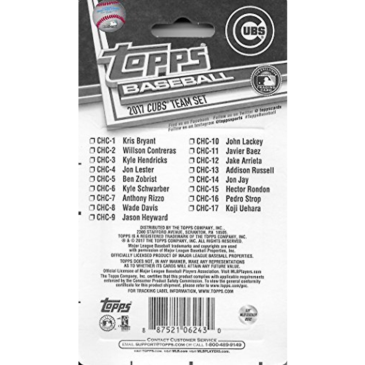 Hperycal 2017 Topps Factory Sealed Limited Edition 17 Card Team Set with Kris Bryant Kyle Schwarber Plus 2016 World Series Champions_AB
