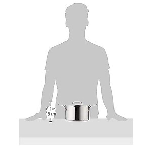 All-Clad D5 5-Ply Brushed Stainless Steel Soup Pot 4 Quart Induction Oven Broiler Safe 600F Pots and Pans, Cookware Silver