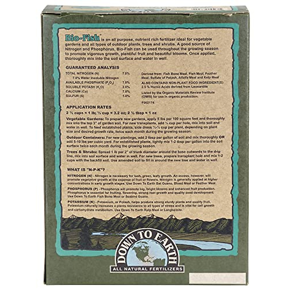 Down to Earth Organic Bio-Fish Fertilizer Mix 7-7-2, 5 lb
