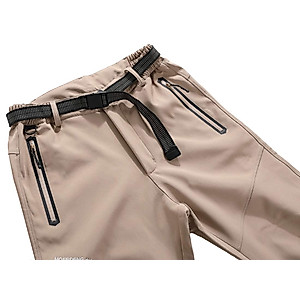 MOERDENG Men's Soft Shell Waterproof Winter Snow Ski Snowboarding Pants Fleece Cargo Hiking Pants