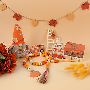 13 Pieces Fall Tiered Tray Decor Set Thanksgiving Pumpkin Tray Decor Faux Decorative Books Gnome Maple Leaves Truck Wooden Signs Rustic Farmhouse Fall Tabletop Decor for Autumn Thanksgiving