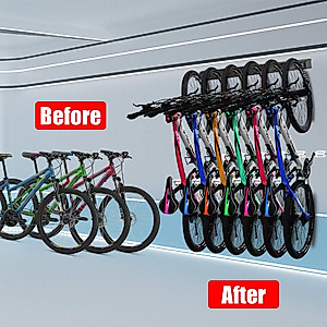 WALMANN Bike Storage Rack, 6 Bike Hooks for Garage & Home Space Saving Wall Mount Vertical Bike Hangers Holds Up to 300LBS