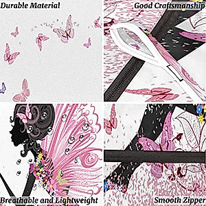 Pretty Girl Hanging Laundry Hamper Bag, Hanging Laundry Bag and Space Saving Clothes Hamper with Hooks, Beautiful Girl Wall Hanging Laundry Basket for Dirty Laundry, Large Size 30x20Inch