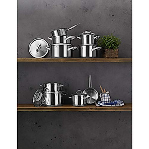 WMF Frying pan uncoated Ø 28cm Gourmet Plus Made in Germany Pouring Rim Stainless Steel Handle Cromargan Stainless Steel Suitable for Induction Dishwasher-Safe