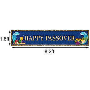 Happy Passover Fence Banner Jewish Pesach Seder Party Yard Porch Sign Indoor Outdoor Decoration Photo Booth Backdrop