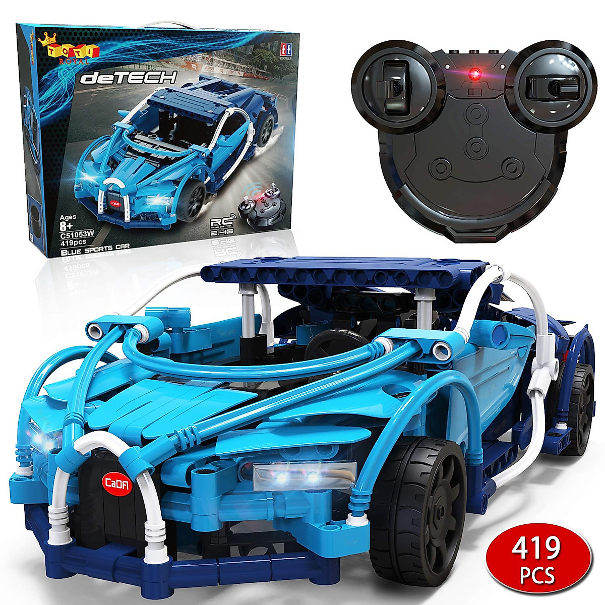Toti Royal Stem Building Toys for Boys Age 8-12- 419PCS Stem Remote Control Car Building Kit for Kids & Adult - Model Car Kits to Build for Kids 9-12 Great Remote Control Toy Gift for Your Kids (Blue)
