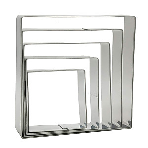 Antallcky Square Cookie Cutter Set-5 piece-2",2.5", 3", 3.5",4"Square Stainless Steel Biscuit Molds Fondant Cookie Cutter Set Pastry Mold-1 Inch Depth…