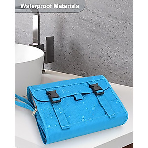 Relavel Travel Hanging Toiletry Bag for Women Men Large Capacity Makeup Bag Waterproof Cosmetic Storage Organizer Case for Bathroom Shower (Blue)