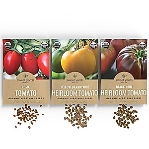 Organic Heirloom Tomato Seeds Variety Pack - 9 Seed Packets: Brandywine, Roma, Green Zebra, Pineapple, Chadwick Cherry, Black Krim and More