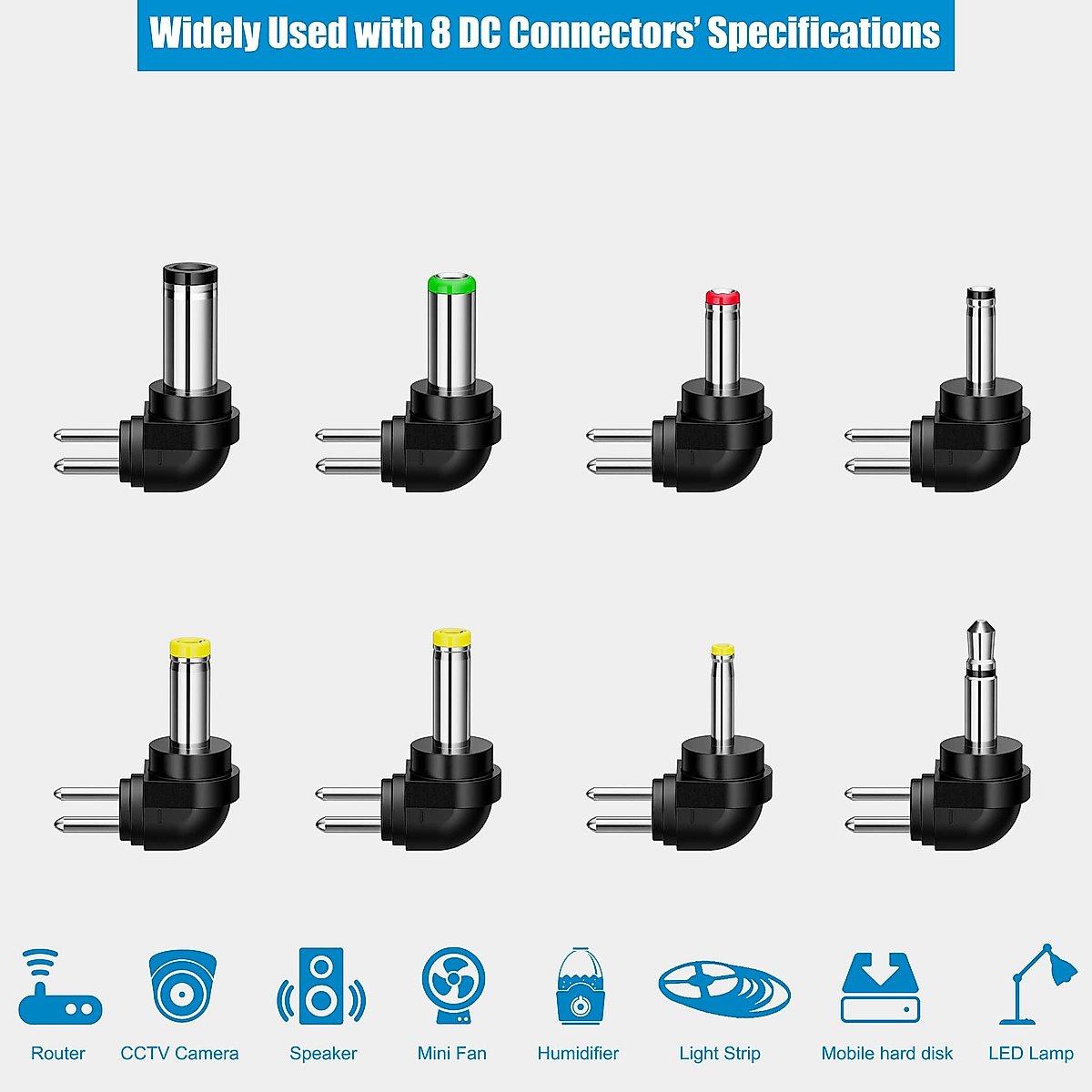 PChero 12W Universal Multi Voltage AC/DC Adapter Switching Power Supply with 8 Selectable Adapter Plugs, Suitable for 3 V to 12 V Home Household Electronics Devices