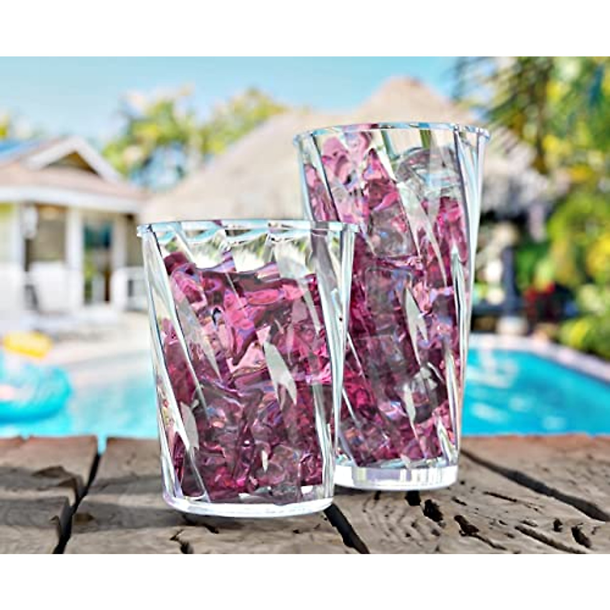 Amazing Abby - Glacier - 18-Ounce Plastic Tumblers (Set of 8), Plastic Drinking Glasses, Mixed-Color High-Balls, Reusable Plastic Cups, Stackable, BPA-Free, Shatter-Proof, Dishwasher-Safe