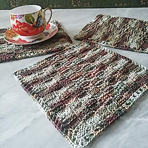 Knitted Dish Cloths Handmade 3-Piece Hand Knit Dishwashers Reusable Dish Rack Washcloth Close Knit Dishcloth Farmhouse Kitchen