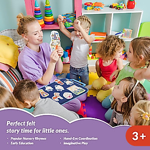 CHEFAN Felt Board for Toddlers, 4 Set Nursery Rhymes Felt Pieces, Precut Flannel Figures, Humpty Dumpty,Hey Diddle Diddle,Hickory Dickory Dock,Baa Baa Black Sheep