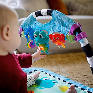 Baby Einstein Neptune's Discovery Reef Baby Tummy Time Activity Gym Toy Bar with Soft Comfortable Mat, 65 Melodies and Songs and Light Up Features