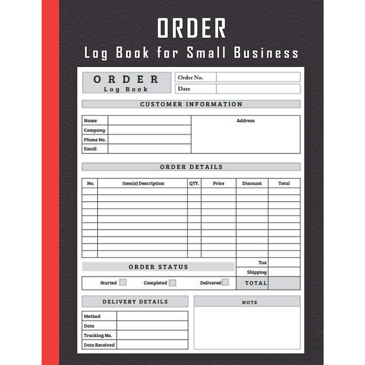 Order Log Book Small Business: Simple Order Tracker | Sales Order Log Keep Track of Your Customer | Purchase Order Forms for Online Businesses and Retail Store, (Large) 8.5" x 11"