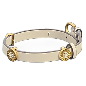 Tory Burch 143363 Britten New Ivory White/Rolled Brass Enamel Single Wrap Women's Bracelet