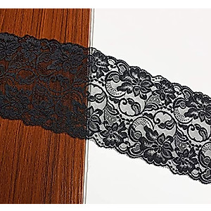 6" Black Lace Tulle Fabric Ribbon | Stretchy Material | Perfect for DIY Decoration and Craft