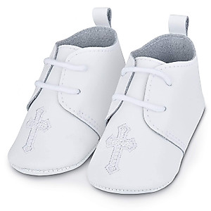 BabyShoe Personalized Christening - Baptism Leather Shoes for Baby Boys & Girls with Hand Embossed Name & Date – Newborn Shoes for Special Occasions – Great Gift Idea – White