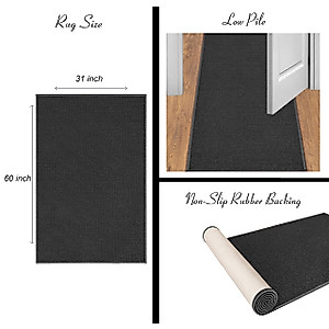 Machine Washable Educational Space Numbers Design Non-Slip Rubberback 5x7 Kid's Area Rug for Playroom, Kid's Room, Bedroom, 5' x 6'6", Navy