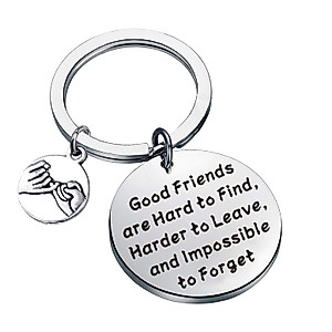 FEELMEM Going Away Gift Friendship Keychain Best Friend Gift Good Friends Are Hard to Find Harder To Leave Impossible To Forget Keychain Long Distance Relationship Gifts BFF Jewelry (silver)