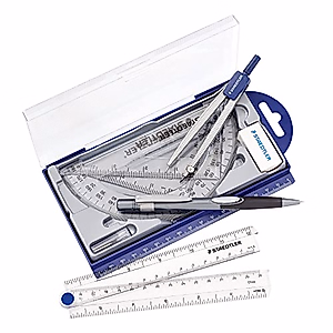 Staedtler 9-piece Math Geometry Set, Blue, Silver