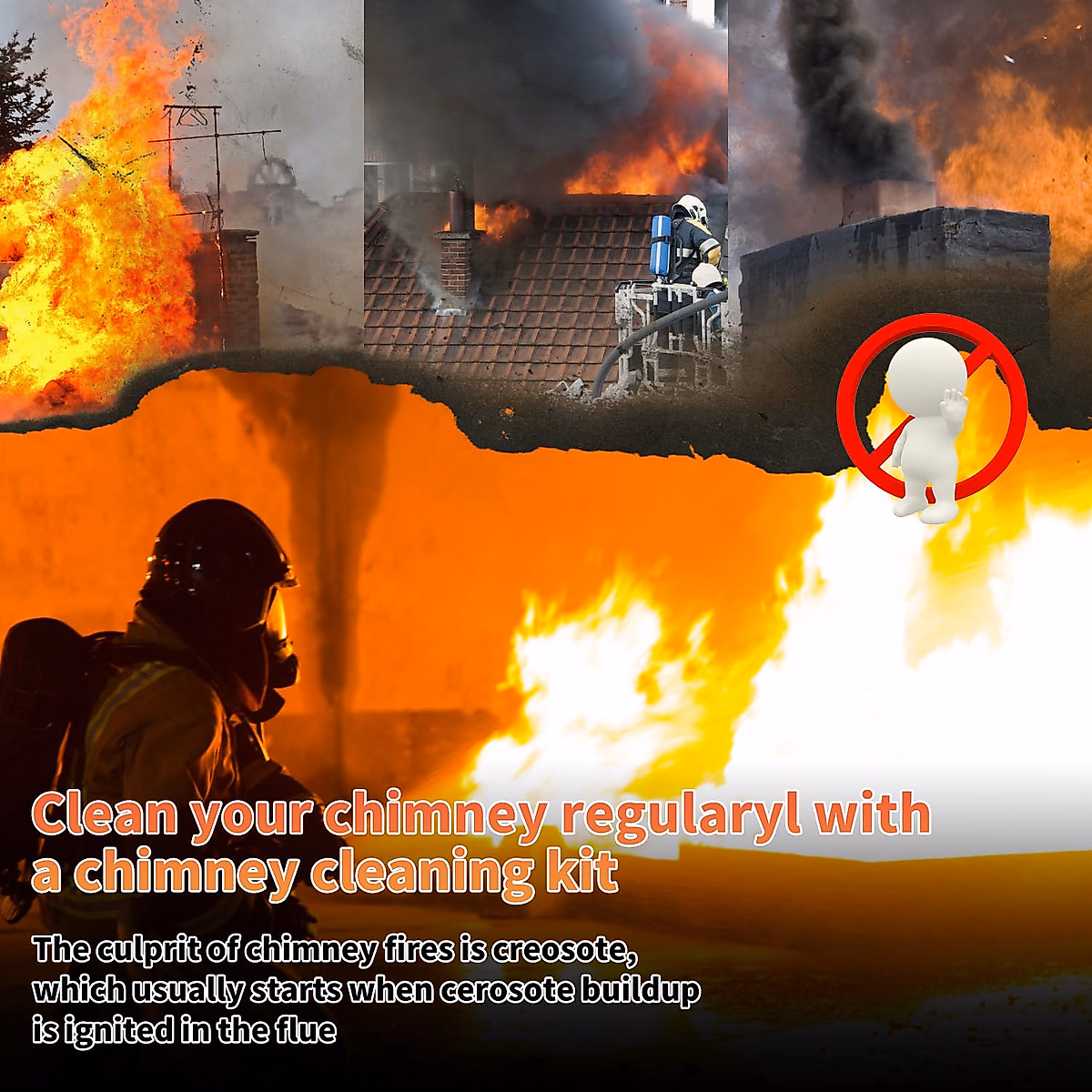 Sealegend 30 Feet Chimney Sweep Kit Chimney Brush Chimney Cleaning Kit and Rotary Chimney Cleaning System Fireplace Brush Tool with 9 Nylon Flexible Rods