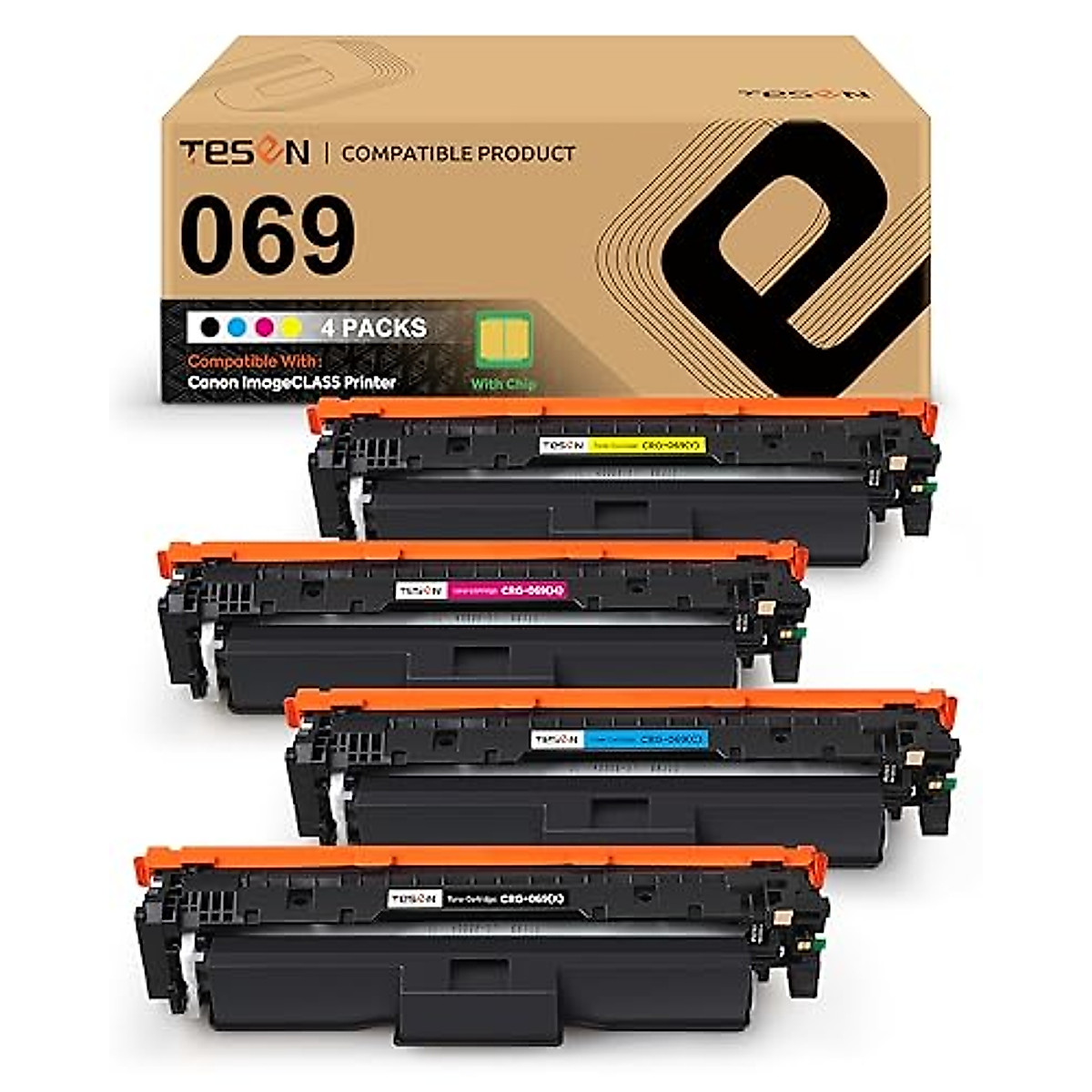 TESEN 069 Compatible Toner Cartridge Replacement for Canon CRG-069 069 Toner Cartridge Using with Canon Imageclass LBP674Cdw MF753Cdw MF751Cdw Printer 4-Pack