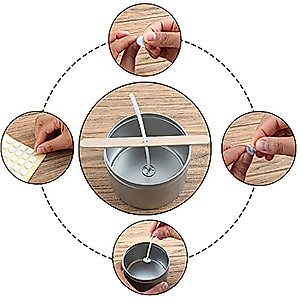 MILIVIXAY 3.5 inch Candle Wick Bundle: 100PCS Candle Wicks, 100PCS Candle Wick Stickers and 6PCS Wooden Candle Wick Holders - Wicks Coated with Paraffin Wax, Cotton Wicks Kits for Candle Making.