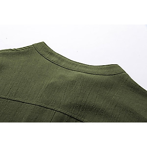 mogenda Men’s Renaissance Costume Beach Shirts Short Sleeve Lace-up Viking Pirate T-Shirts V Neck Hippie Yoga Tops(L,Army)