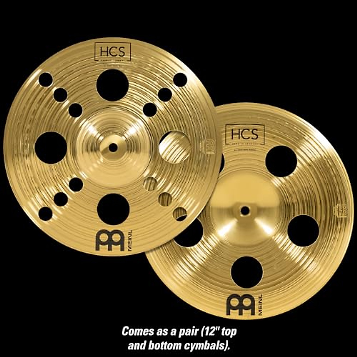 Meinl 12" Trash Stack Cymbal Pair with Holes - HCS Traditional Finish Brass for Drum Set, Made In Germany, 2-YEAR WARRANTY (HCS12TRS)