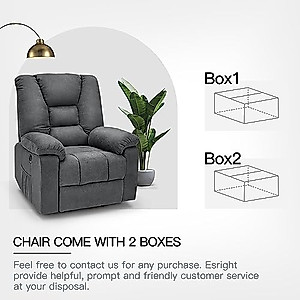 Esright Power Lift Chair Recliner for Elderly, Lift Chair with Heated Vibration Massage, Heavy Duty Electric Recliner with Side Pockets, USB Charge Port, Gray Blue