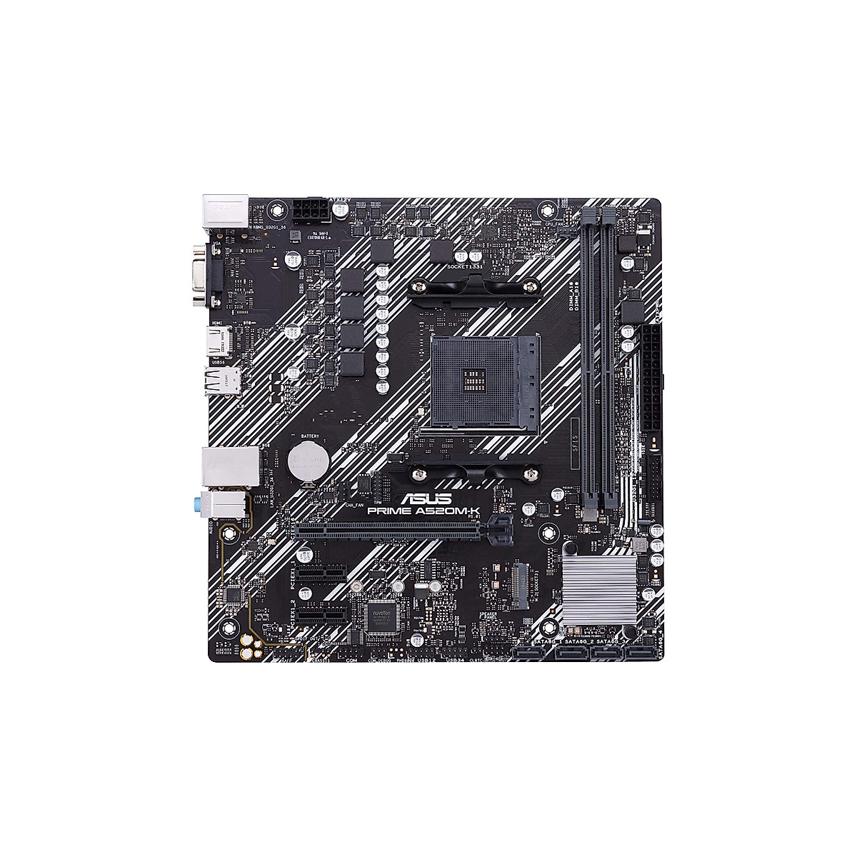 ASUS PRIME A520M-K AMD AM4 (3rd Gen Ryzen) Micro-ATX motherboard (ECC memory, M.2 support, 1Gb Ethernet, M.2, USB 3.2 Gen 1 Type-A,HDMI 2.1 4K@60Hz, D-Sub)